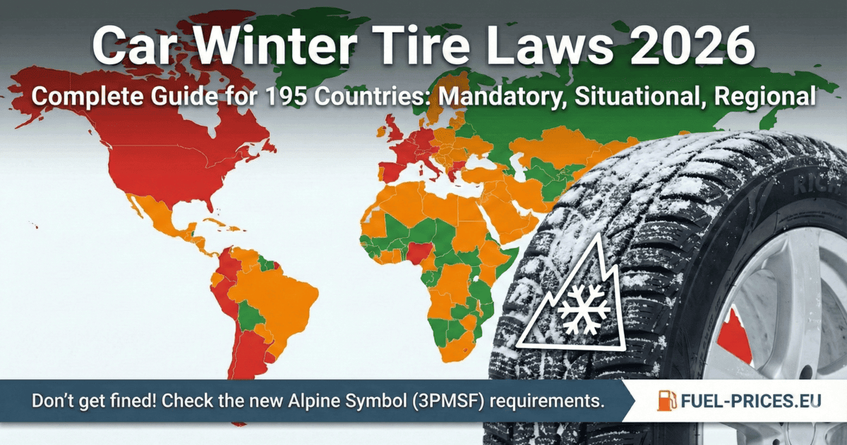 Car Winter Tire Laws by Country 2026: Complete Legal Guide [195 Countries]